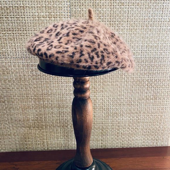 Express | Accessories | Nwot Tan Animal Print Angora Basque Beret Osfm ...